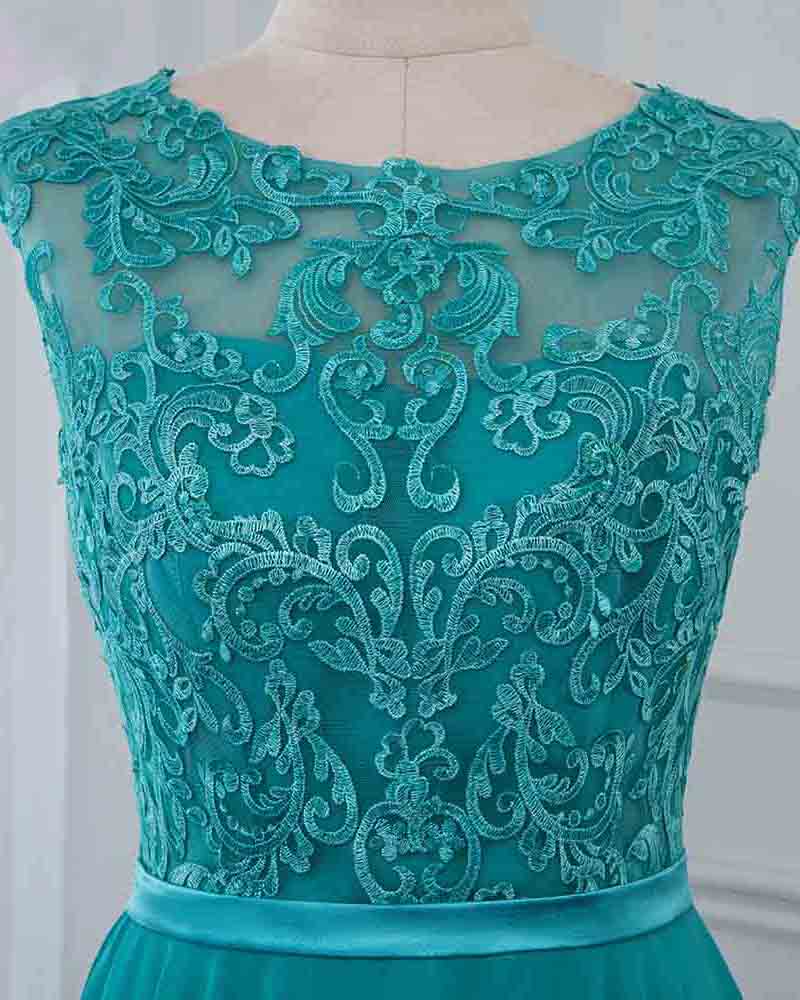 Turquoise Long Lace Chiffon Prom Dresses Party Gown PL2145 – Siaoryne