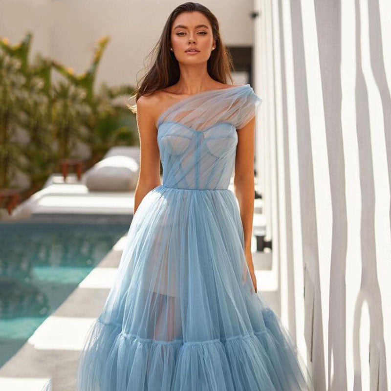 Elegant Blue Short Party Dress Tulle Gown SP111211 – Siaoryne