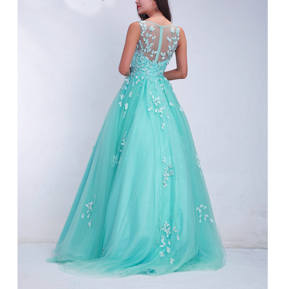 2024 elegant Long Prom Dress Aqua Senior Prom Gowns Graduation Long Dr ...