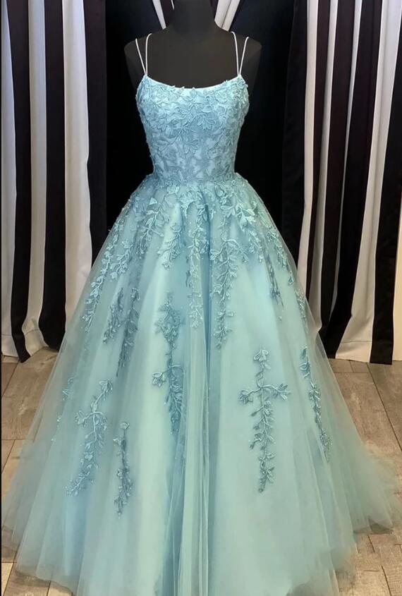 Gorgeous Lace Prom Dress Girls Long Graduation Formal Gown with Straps ...