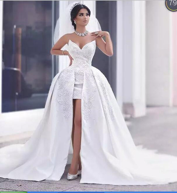 Gorgeous Sweetheart Front Short Long Back wedding Dresses,high low bri ...